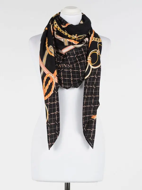 TWINSET Viscose Scarf With Chain Print