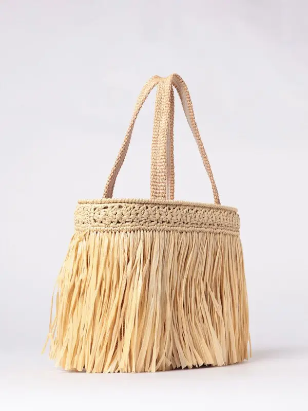 JIMMY CHOO Beach Tote Raffia Bag With Fringes