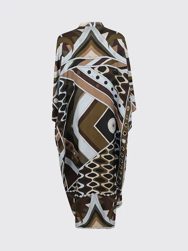 Emilio Pucci Geometric Print Silk Midi Kaftan With Mandarin Collar