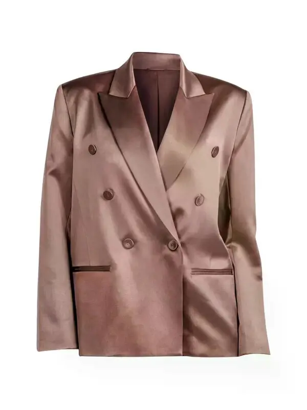 THE SEI Double-breasted Satin Blazer