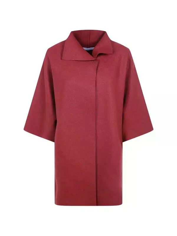 Harris Wharf London Asymmetric Collar Three-quarter Sleeve Coat - Red