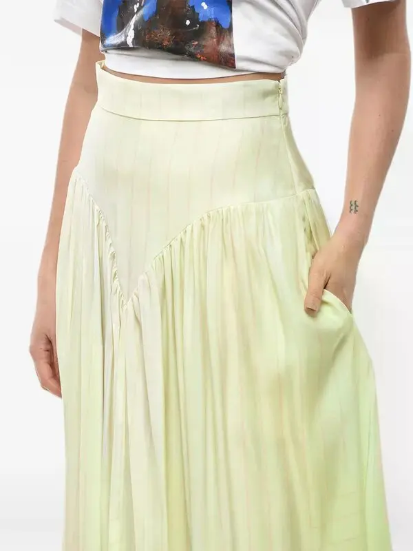 Stella McCartney Striped Pleated Maxi Skirt