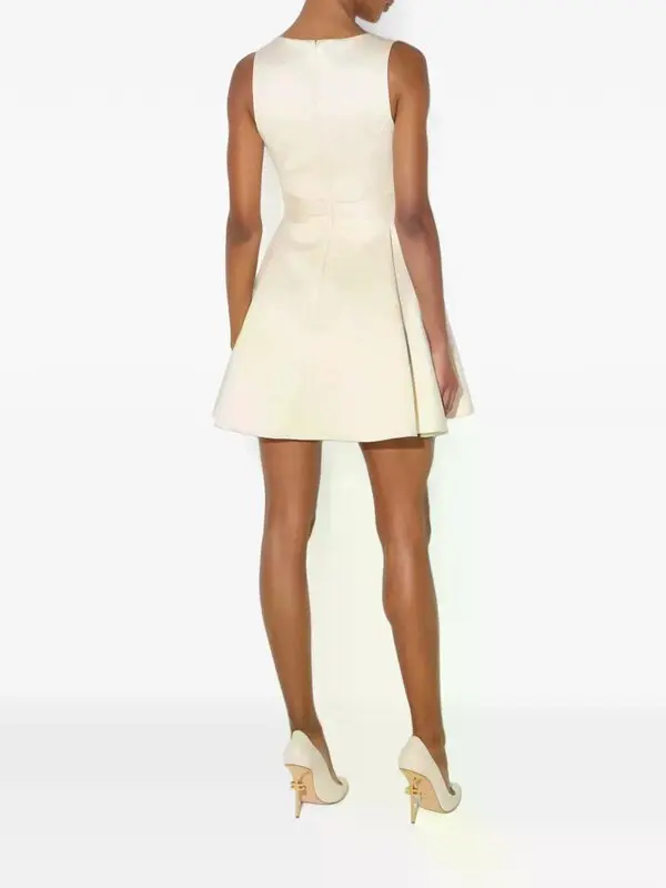 Elisabetta Franchi Duchess Satin Mini Dress With Feather Embellishments