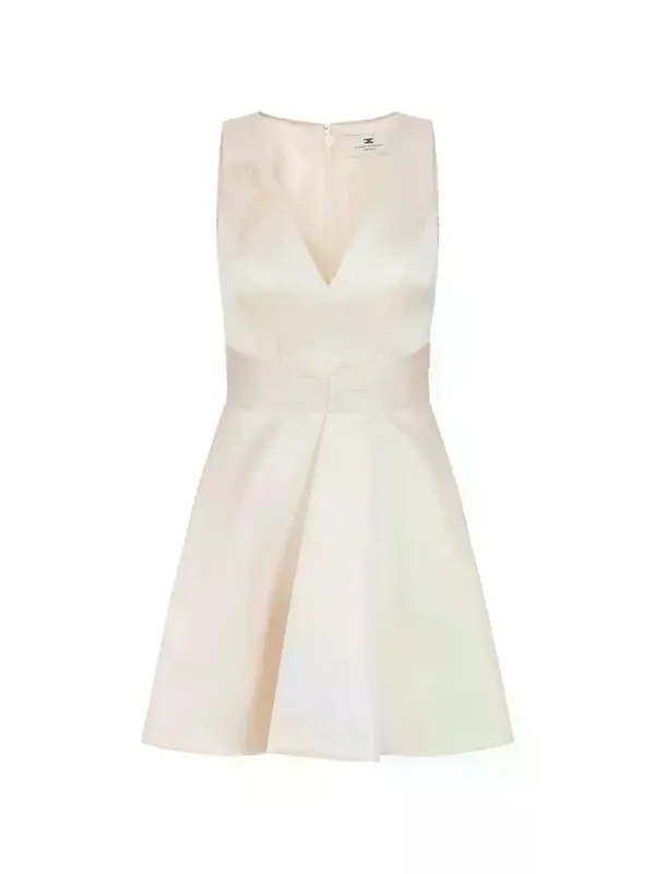 Elisabetta Franchi Duchess Satin Mini Dress With Feather Embellishment - Neutrals