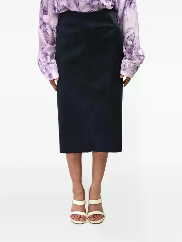 Off-White Satin A-line Midi Skirt