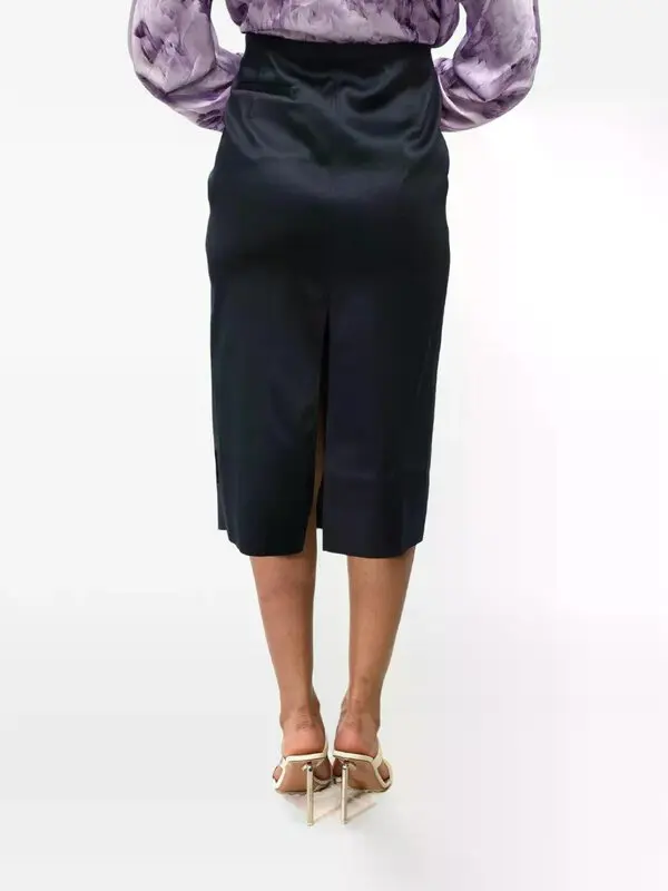 Off-White Satin A-line Midi Skirt