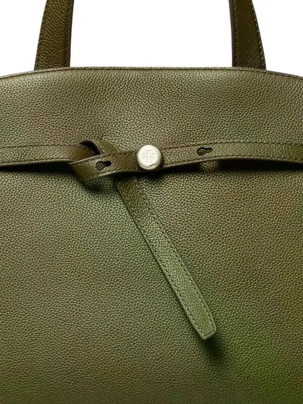 Tory Burch Romy Bauletto Pebbled Leather Tote Bag - Green