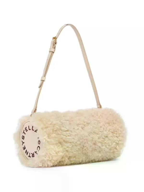 Stella McCartney Logo-patch Faux-shearling Shoulder Bag - Neutrals