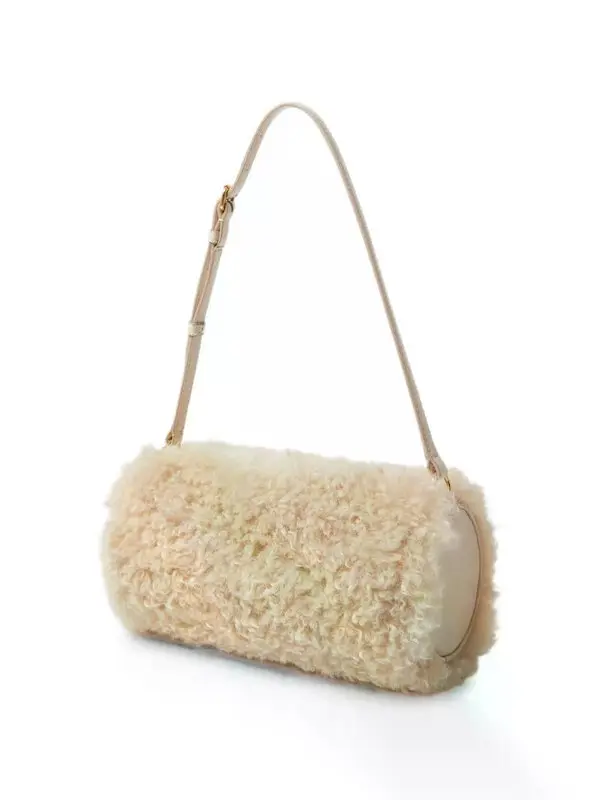 Stella McCartney Logo-patch Faux-shearling Shoulder Bag