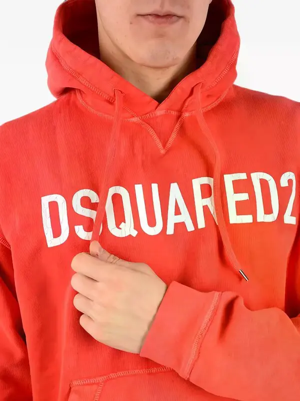 Dsquared2 Graphic Print Drawstring Hoodie - Red