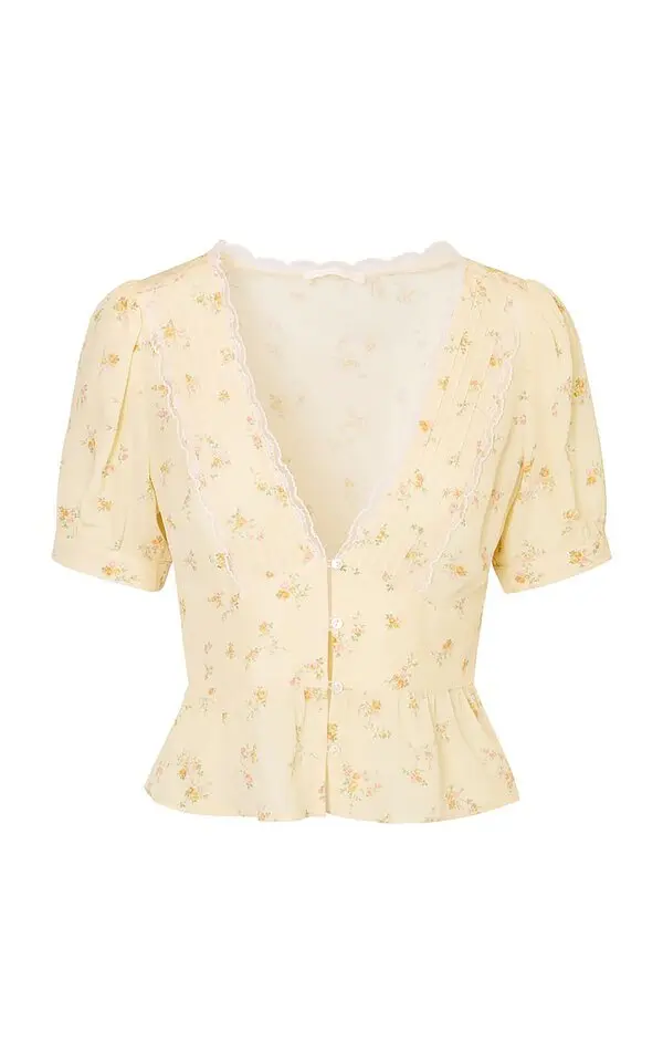 LoveShackFancy Bondy Lace Crepe Top