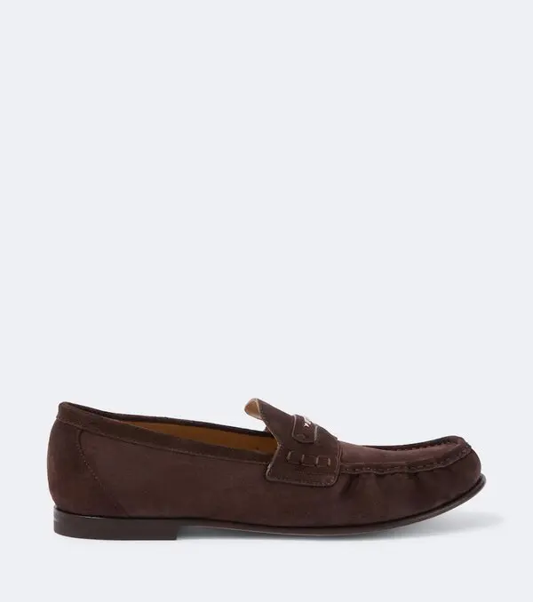 Fendi Scrunch Suede Penny Loafers
