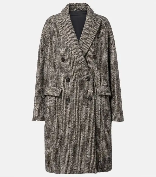 Brunello Cucinelli Herringbone Wool-blend Double-breasted Coat