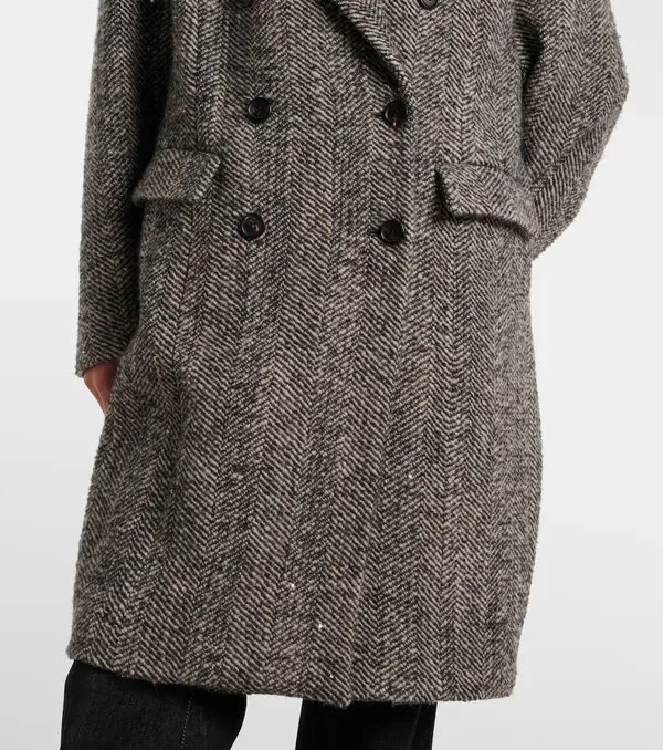 Brunello Cucinelli Herringbone Wool-blend Double-breasted Coat