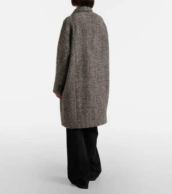 Brunello Cucinelli Herringbone Wool-blend Double-breasted Coat