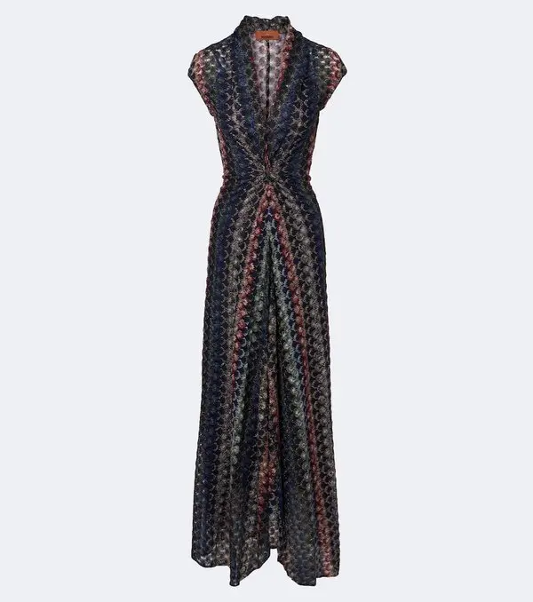 Missoni Gathered Knitted Maxi Dress - Multicoloured