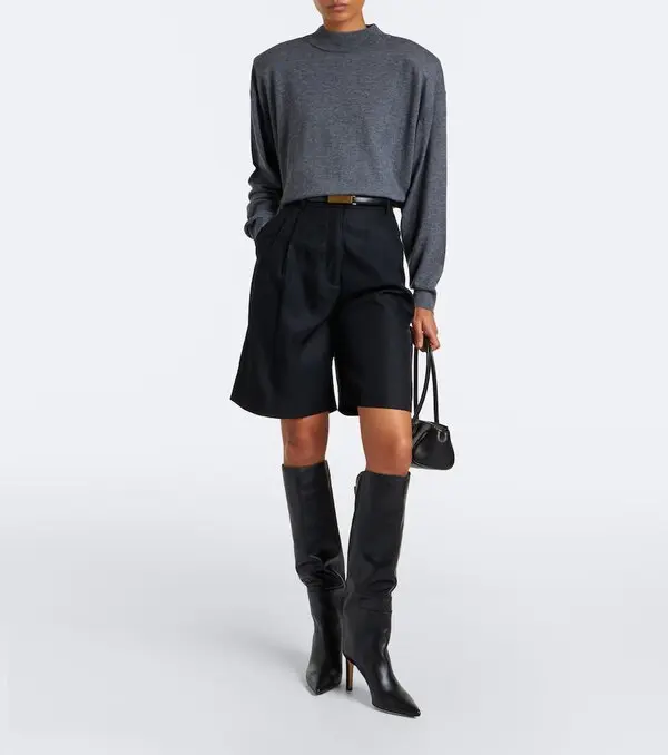 THE FRANKIE SHOP Wool-blend Mockneck Sweater - Grey