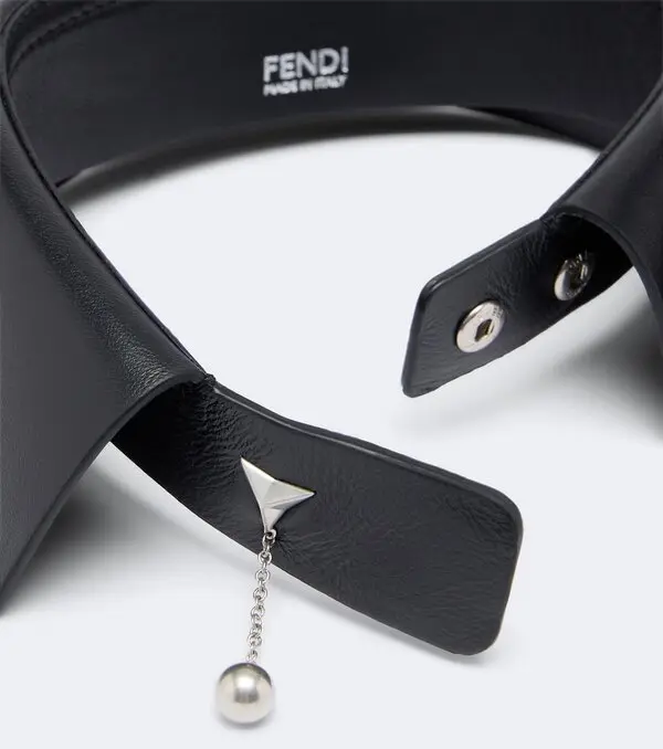 Fendi Embellished Leather Collar - Black
