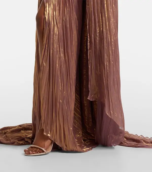MARMAR HALIM Pleated Taffeta Gown And Cape Set