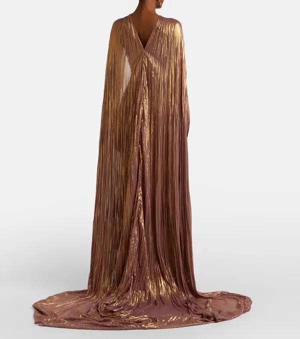 MARMAR HALIM Pleated Taffeta Gown And Cape Set