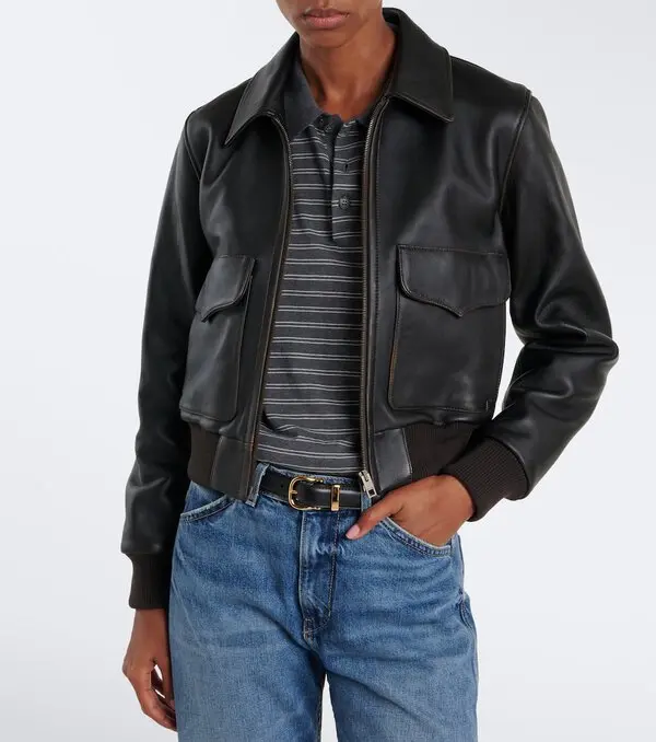 NILI LOTAN Leather Bomber Jacket