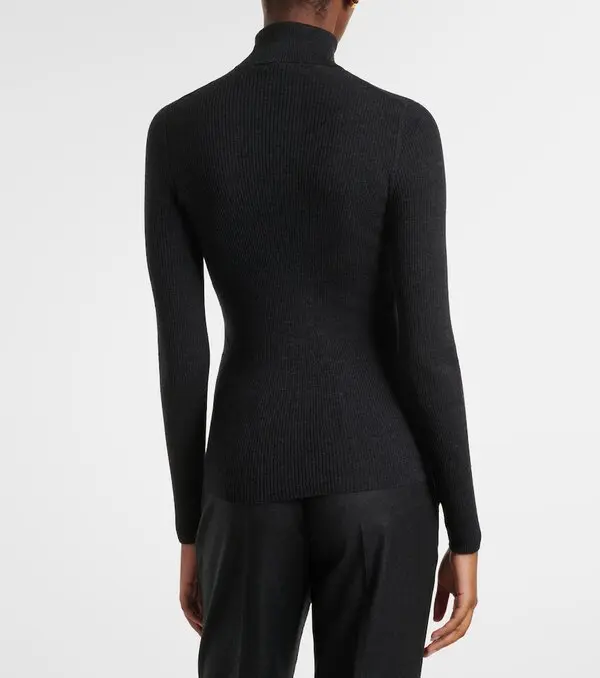 Agnona Ribbed Knit Wool, Silk, And Cashmere Turtleneck Sweater