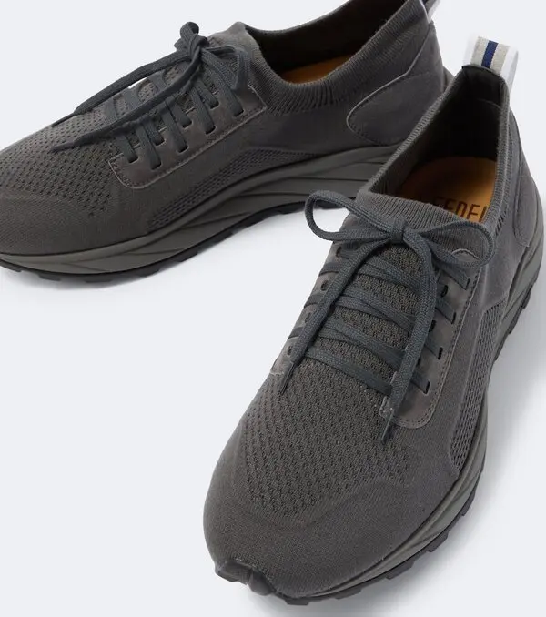 Fedeli Knitted Suede-trimmed Sneakers
