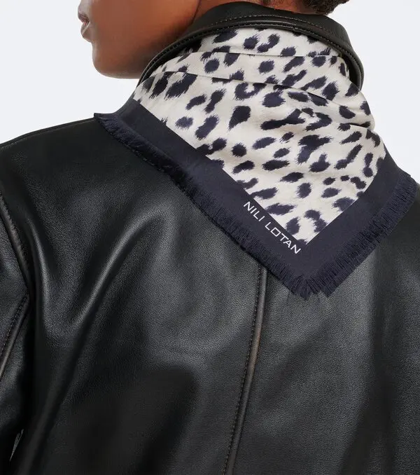 NILI LOTAN Leopard Print Silk Scarf