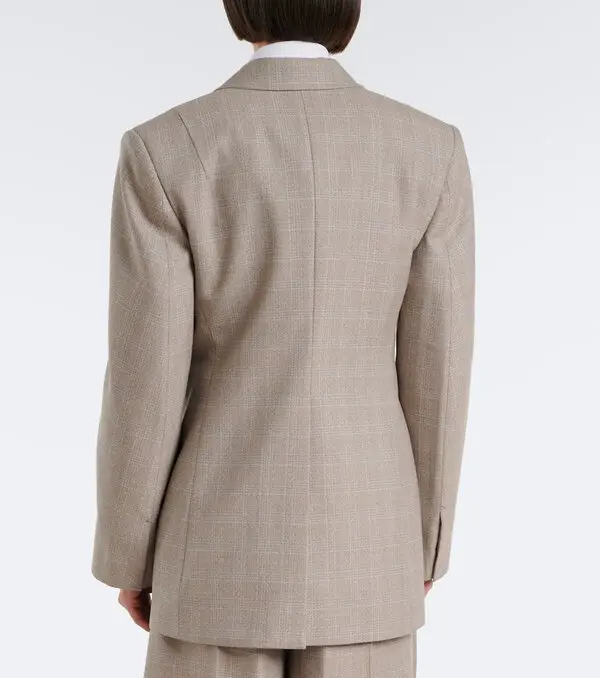 Bottega Veneta Checked Double-breasted Wool Blazer