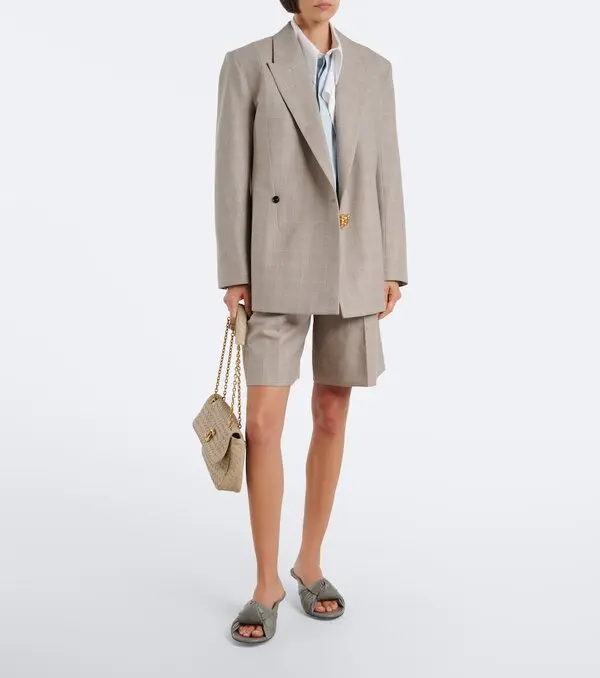 Bottega Veneta Checked Double-breasted Wool Blazer