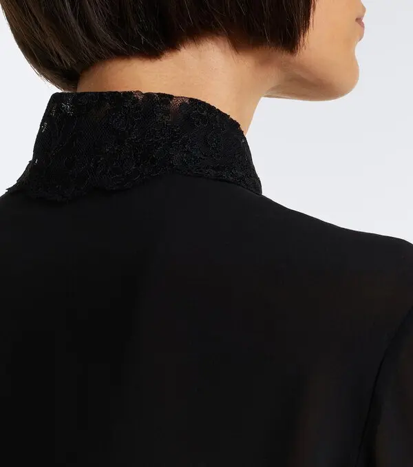 Fendi Lace-trimmed Silk Georgette Shirt