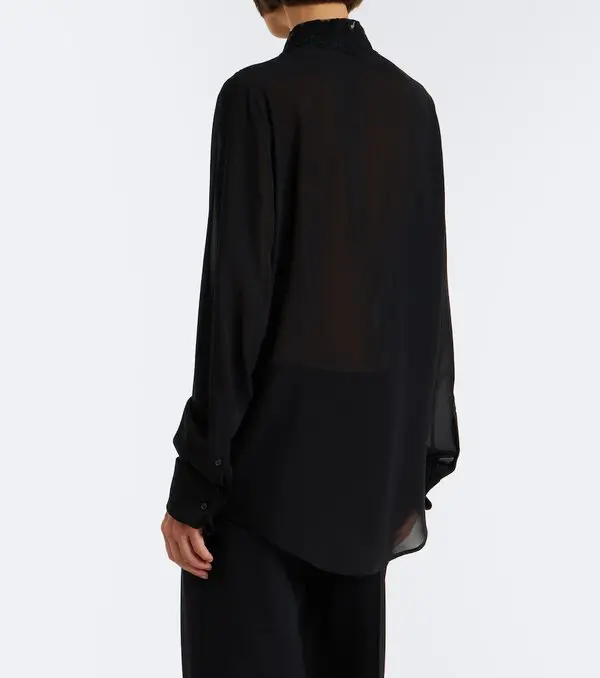 Fendi Lace-trimmed Silk Georgette Shirt