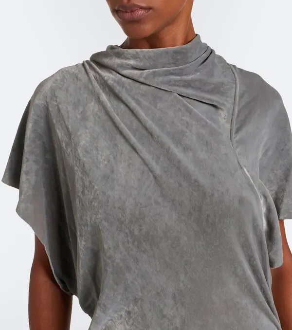 Rick Owens Draped Velvet Midi Dress - Grey