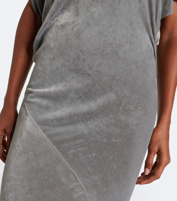 Rick Owens Draped Velvet Midi Dress - Grey