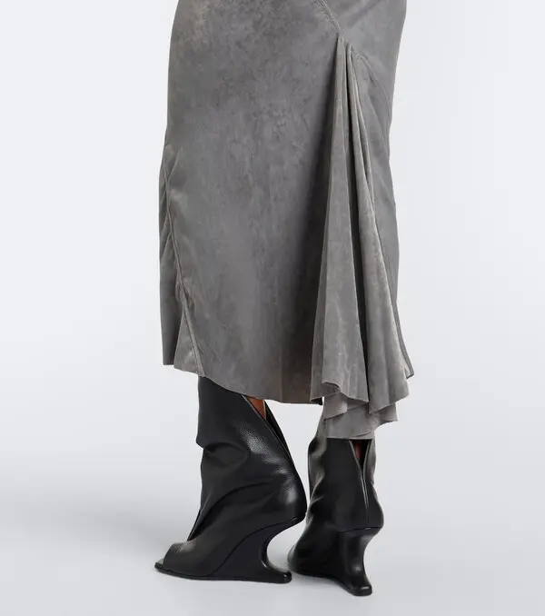 Rick Owens Draped Velvet Midi Dress - Grey