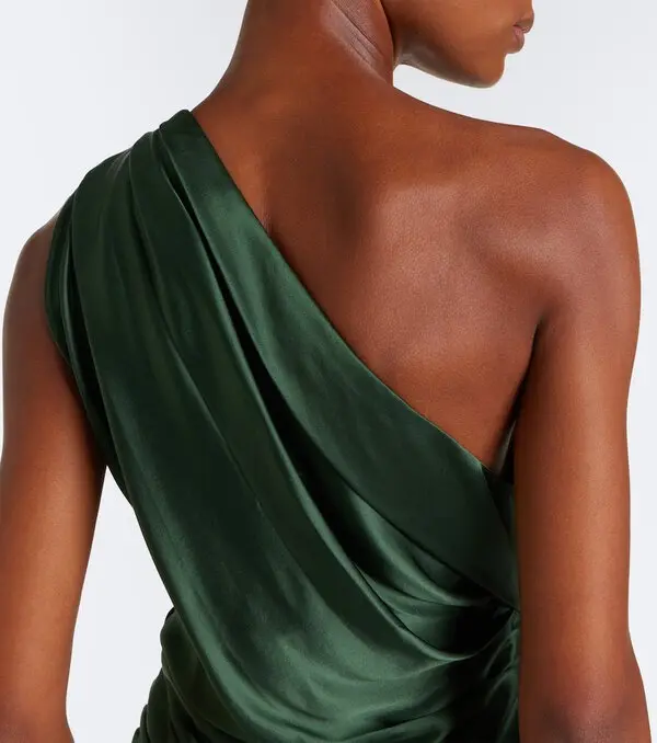 THE SEI Draped One-shoulder Silk Satin Gown
