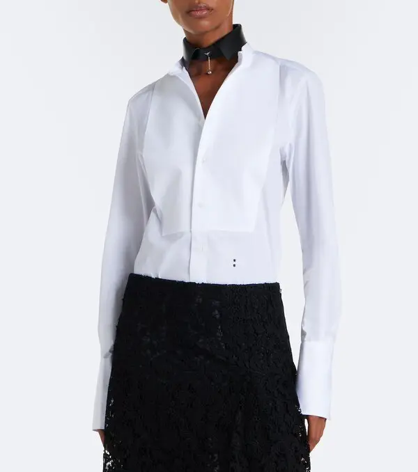 Fendi Cotton Poplin Shirt With Pique Trim