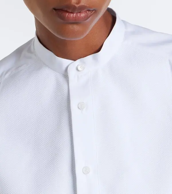 Fendi Cotton Poplin Shirt With Pique Trim