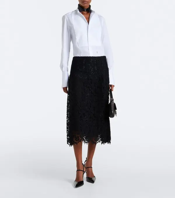 Fendi Cotton Poplin Shirt With Pique Trim