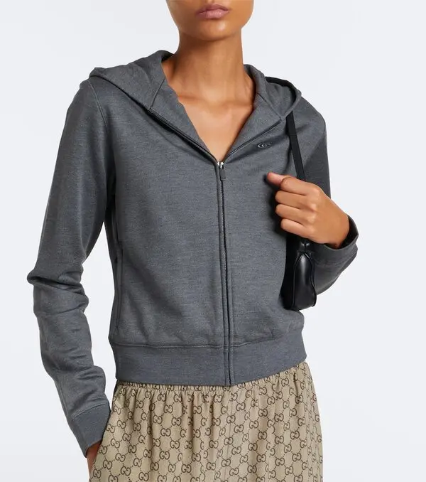 Gucci Cotton And Silk Zip-up Hoodie