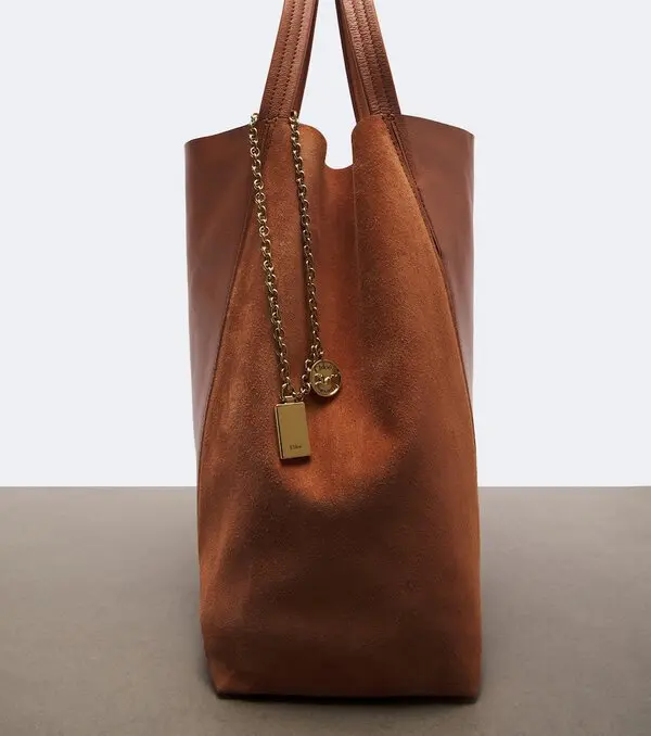 Chloé Spin Medium Leather And Suede Tote Bag