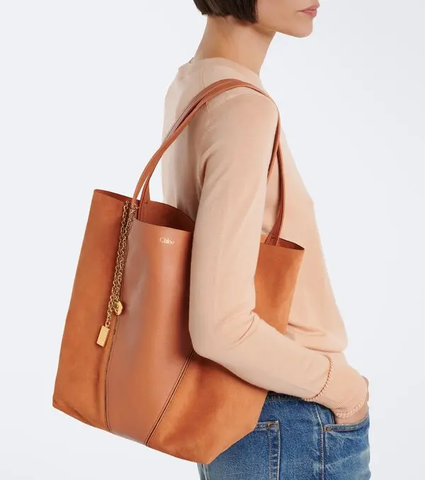 Chloé Spin Medium Leather And Suede Tote Bag