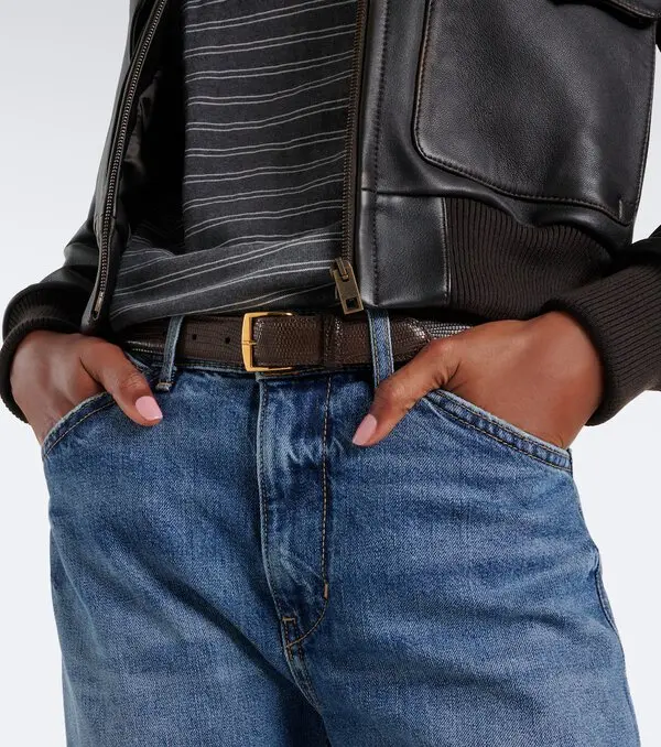 NILI LOTAN Snake-effect Leather Belt