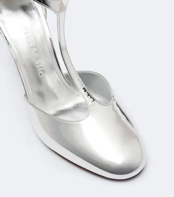 FERRAGAMO Metallic Leather Slingback Pumps
