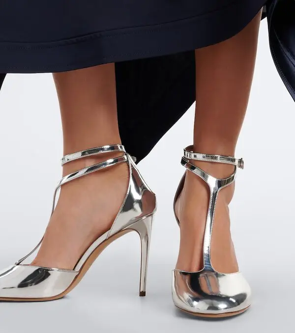 FERRAGAMO Metallic Leather Slingback Pumps