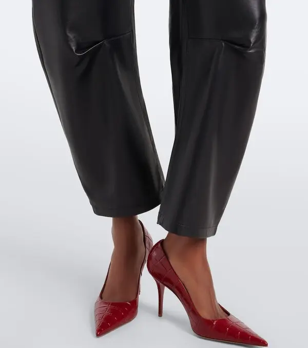 NILI LOTAN Leather Barrel-leg Pants