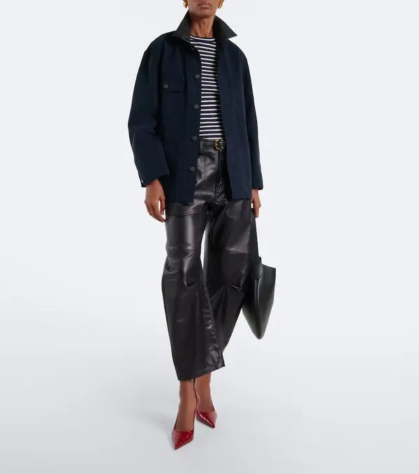 NILI LOTAN Leather Barrel-leg Pants
