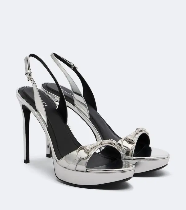 Gucci Metallic Leather Platform Sandals