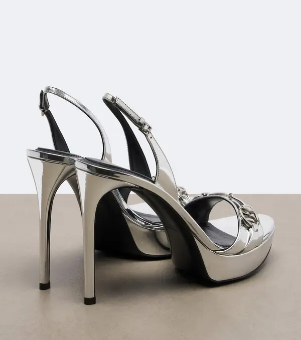Gucci Metallic Leather Platform Sandals