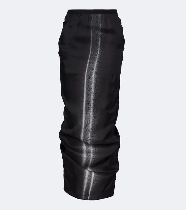 Rick Owens Soft Pillar Gathered Printed Maxi Skirt